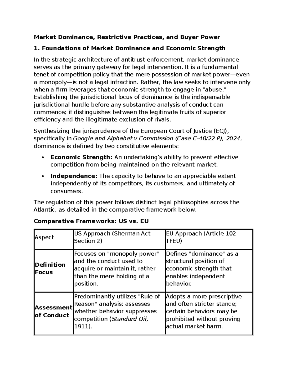 Understanding Market Dominance: Antitrust Frameworks and Practices ...