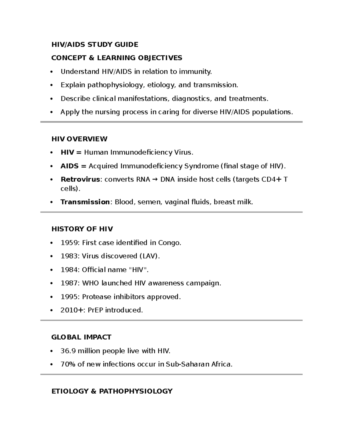 EXAM 5 content - outline week 12 - 🧠 HIV/AIDS STUDY GUIDE 🧬 CONCEPT ...