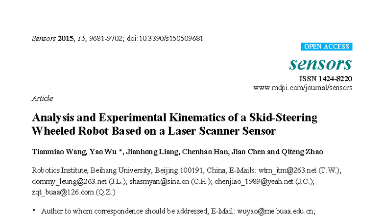 Analysis and Experimental Kinematics of Wheeled Robot with Laser ...