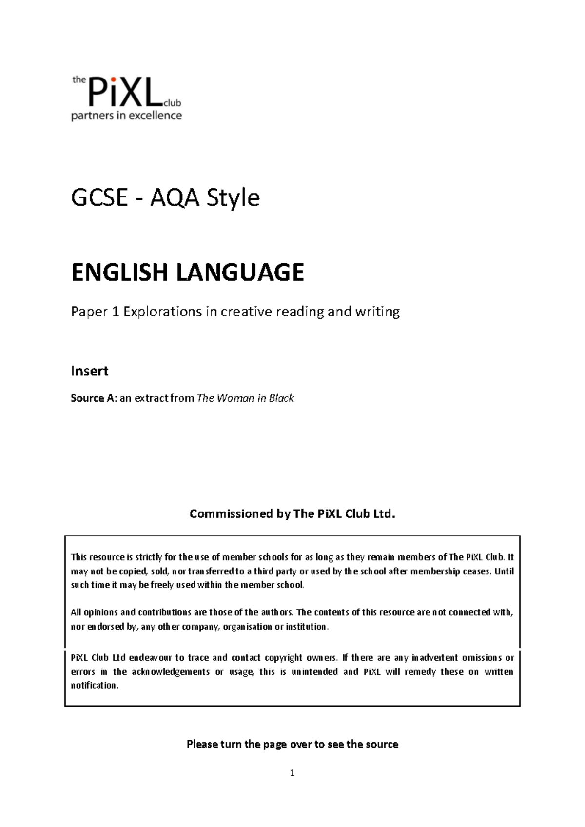 2 aqa style gcse english language - paper 1 - insert 1 - GCSE - AQA ...