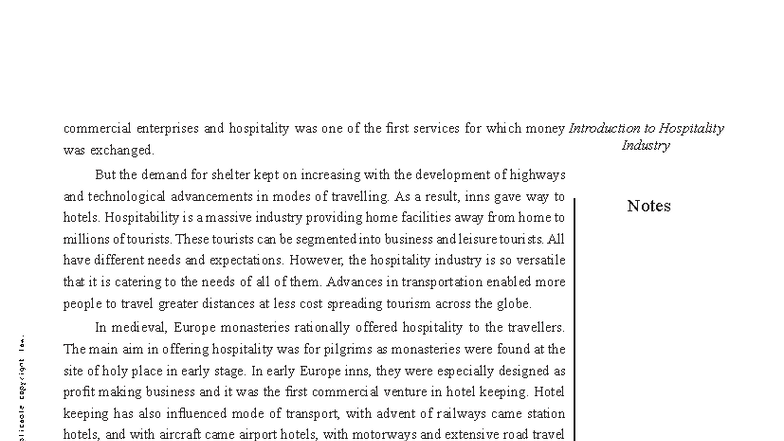 Introduction to Hospitality Management: Course Notes and Insights - Studocu