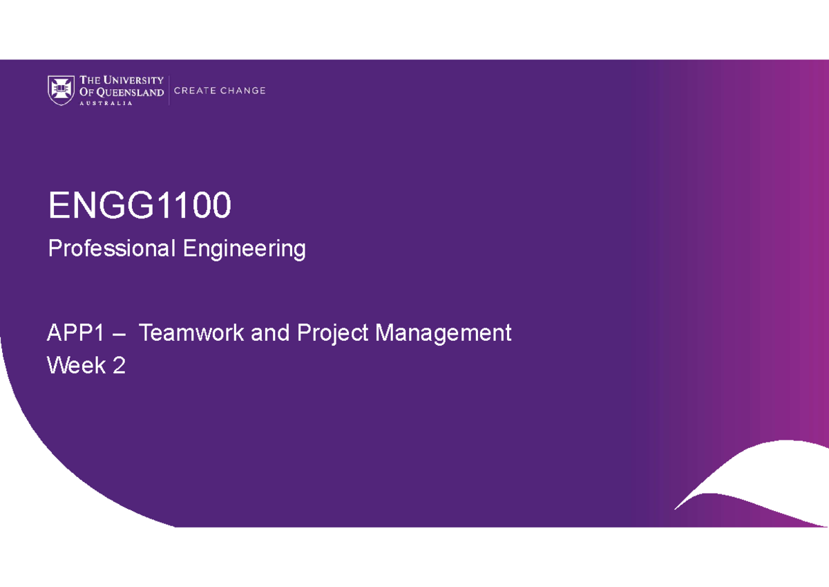 ENGG1100 APP1 Teamwork & Project Management Week 2 Guide 2026 - Studocu