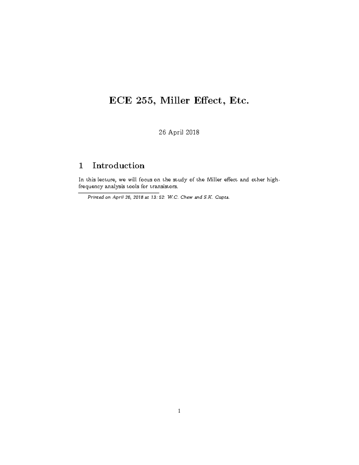 ECE 255 Lecture Notes: Understanding the Miller Effect - Studocu