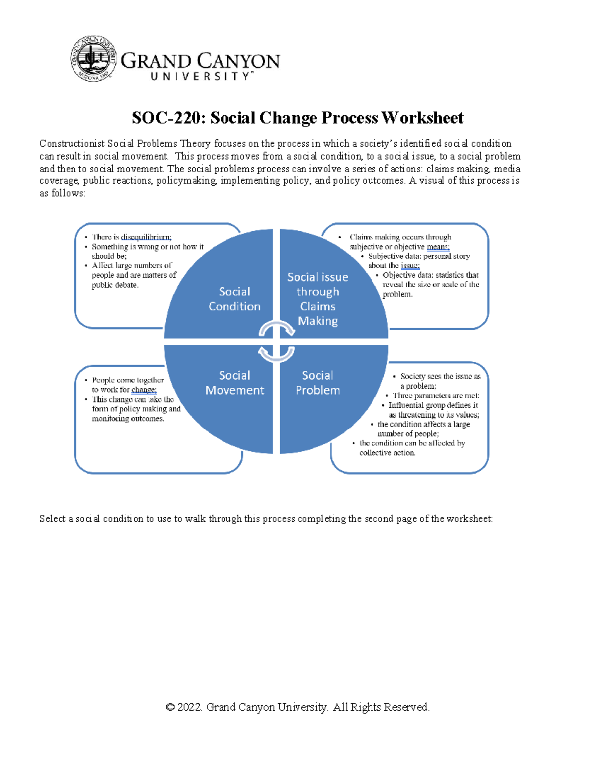 Social Change Process Worksheet - SOC-220: Social Change Process ...