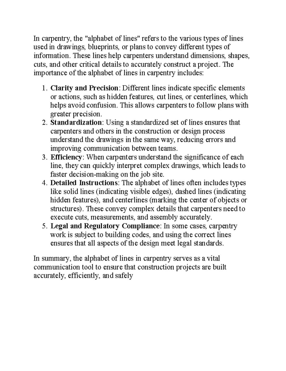 Carpentry 101: Understanding the Alphabet of Lines in Drawings - Studocu