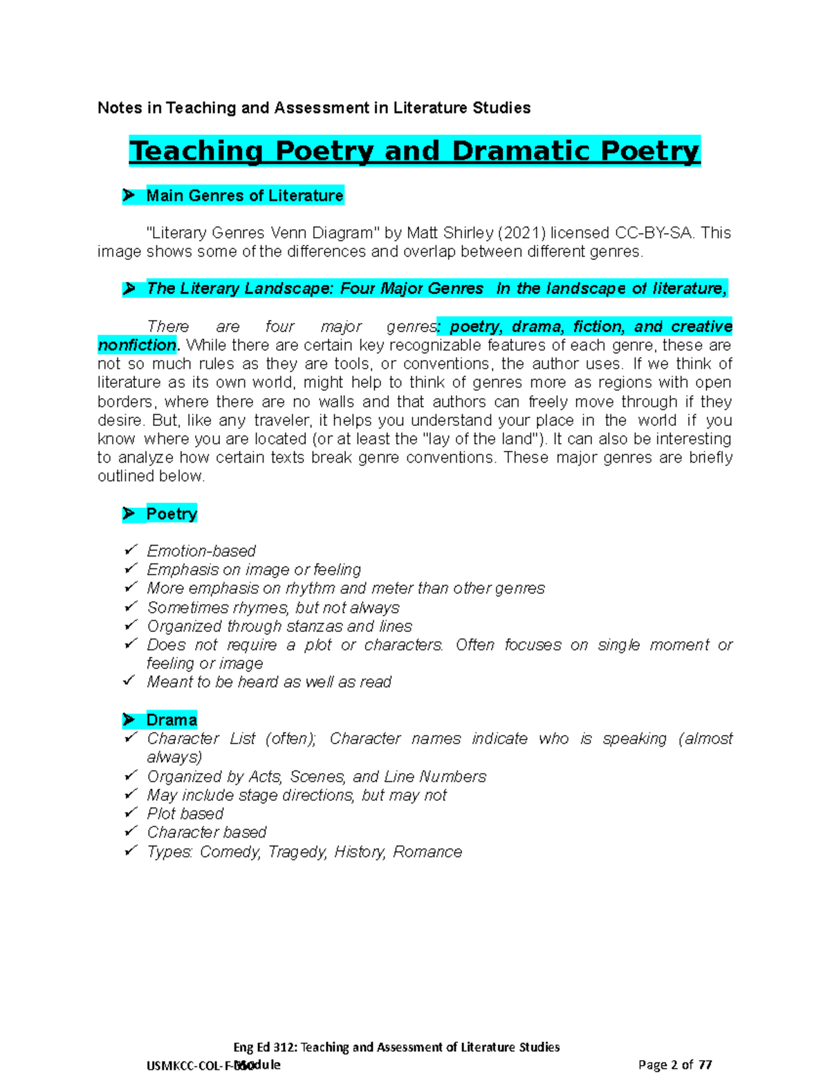 Eng Ed 312: Teaching Poetry and Dramatic Poetry Overview and Analysis ...