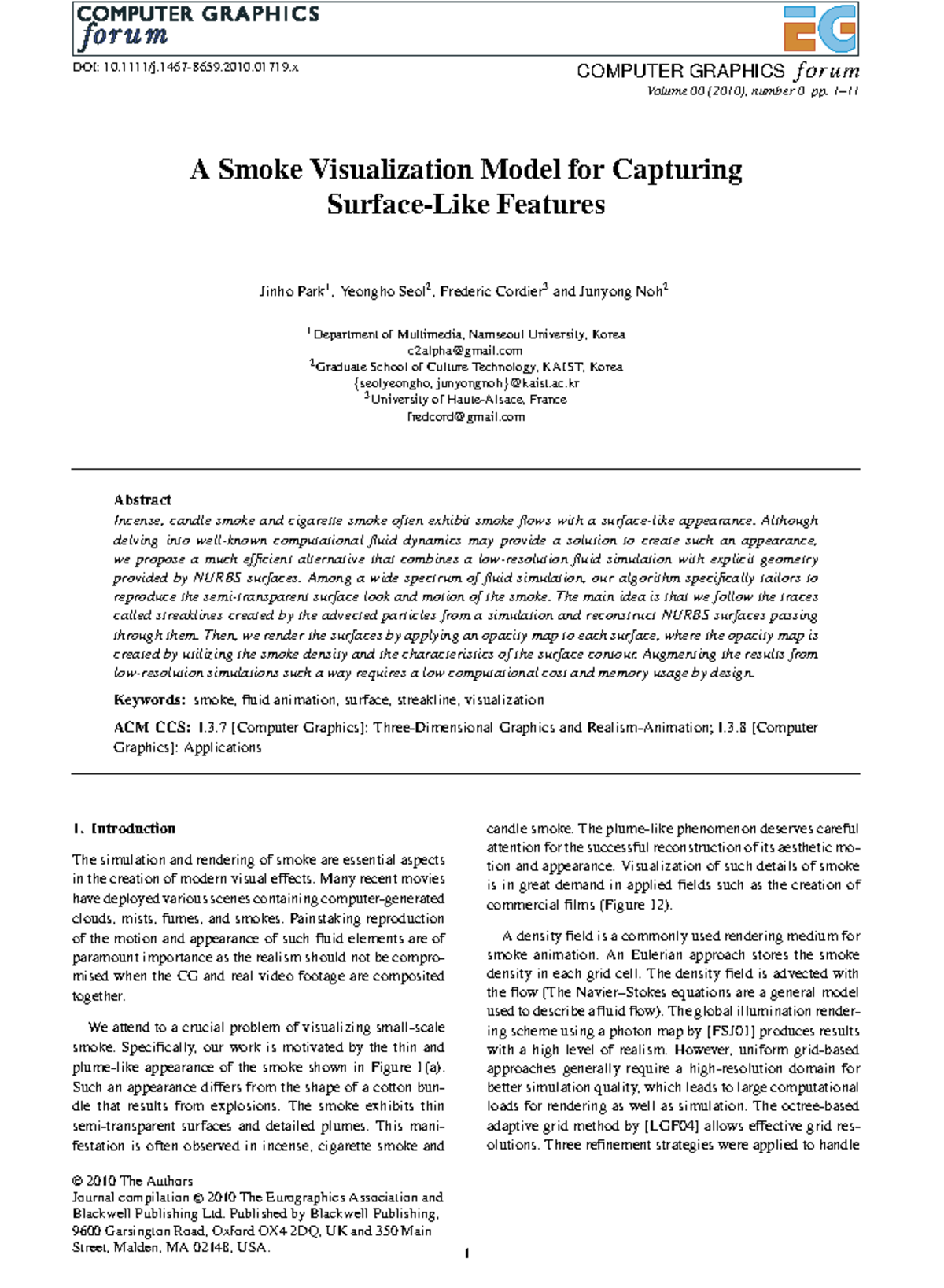 COMP 2010: A Smoke Visualization Model for Capturing Features - Studocu