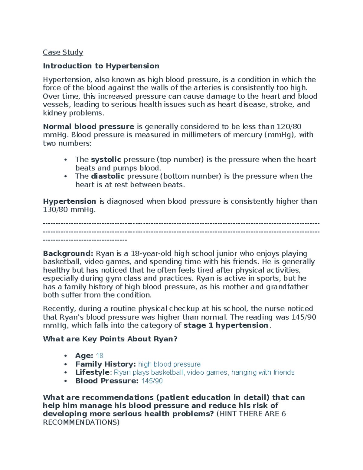 Hypertension Case Study: Understanding and Managing High Blood Pressure ...