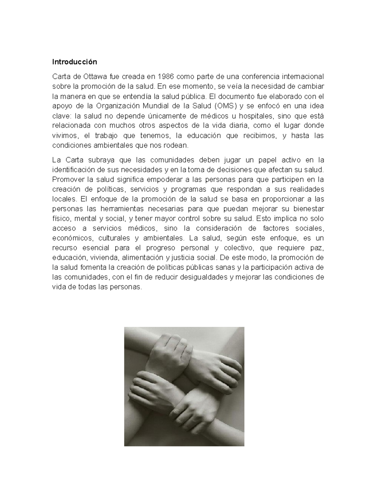 Carta de Ottawa: Promoción de la Salud y Bienestar Comunitario - Studocu