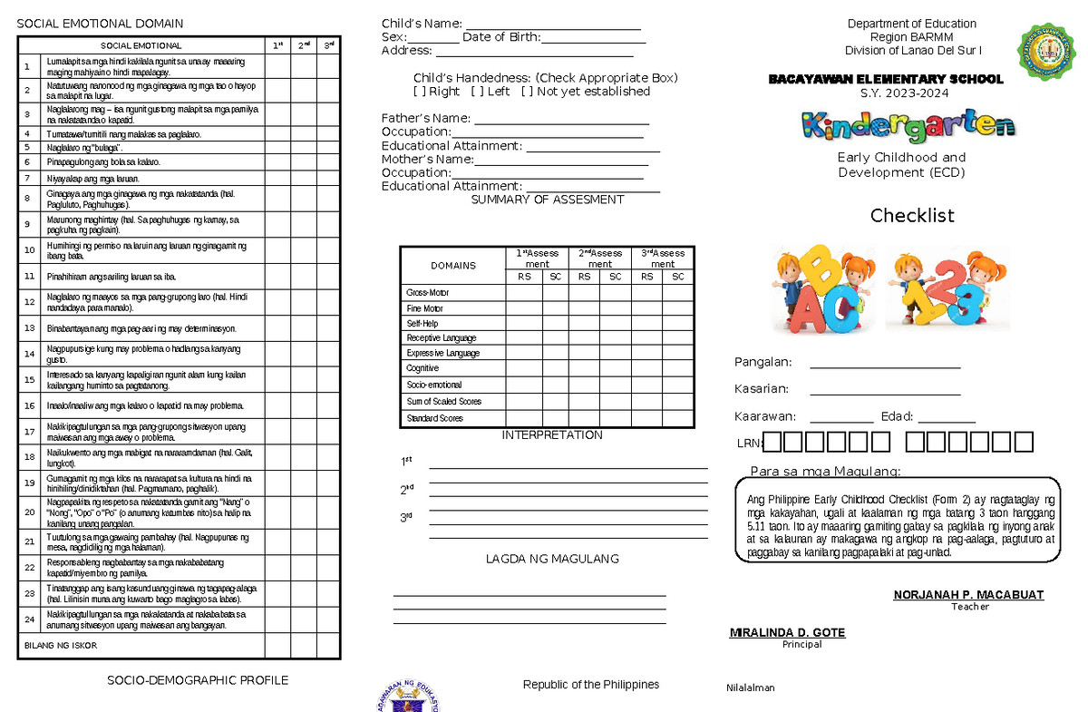 ECCD-CARD - Daily time. - SOCIAL EMOTIONAL DOMAIN SOCIAL EMOTIONAL 1 st ...