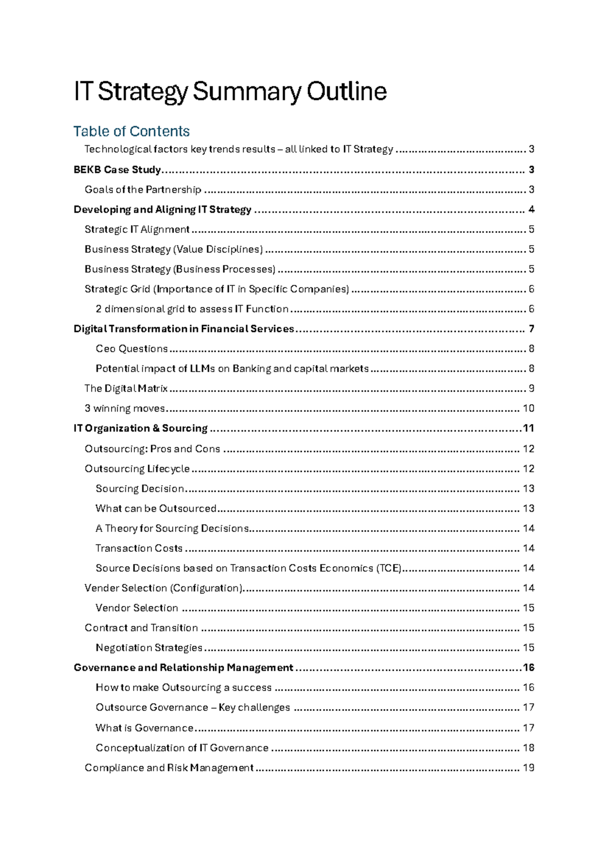 IT Banking Strategy Outline: Key Trends and Strategic Alignment - Studocu