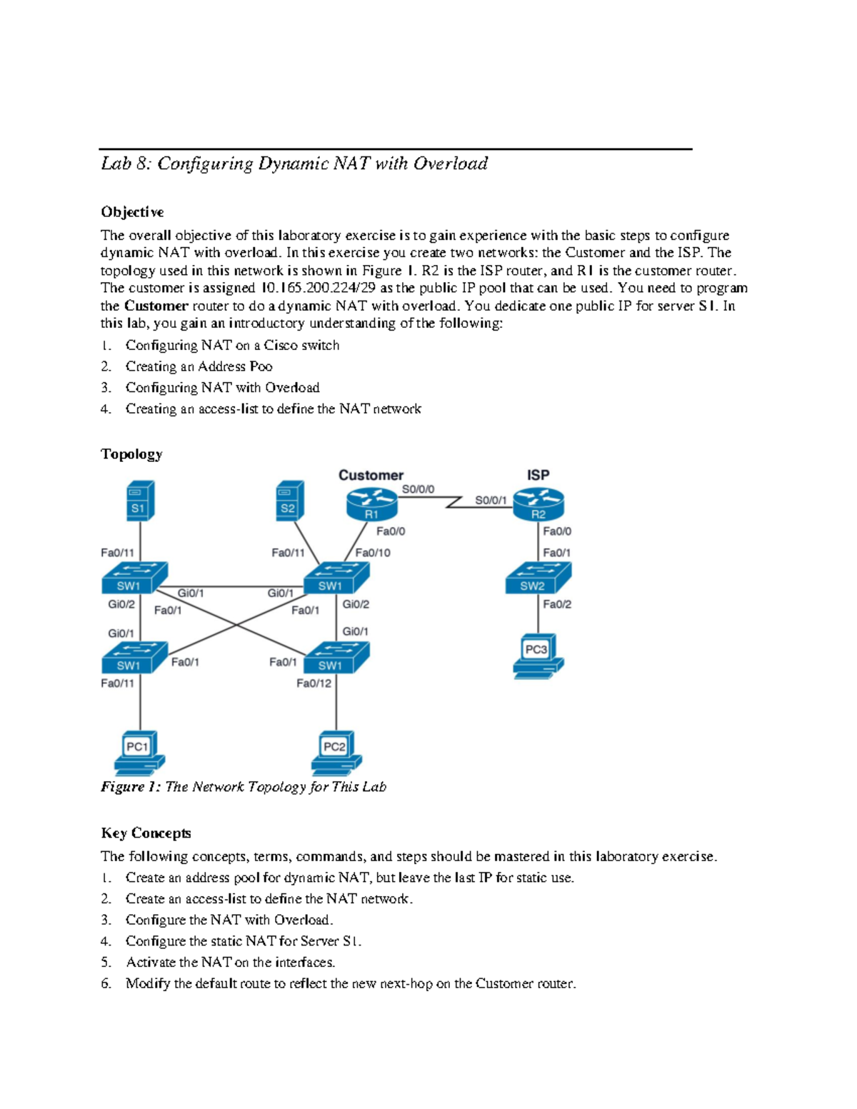 Lab 8 - Configuring Dynamic NAT with Overload - Lab 8: Configuring Dynamic NAT with Overload ...