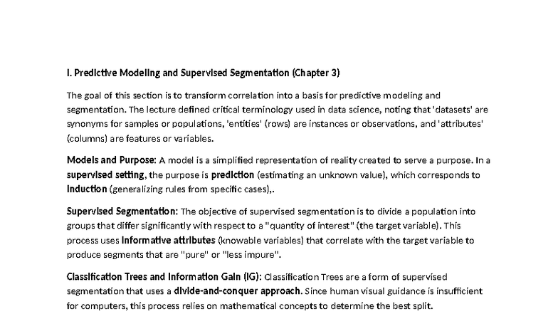 Predictive Modeling & Supervised Segmentation (Lecture 2) - Studeersnel