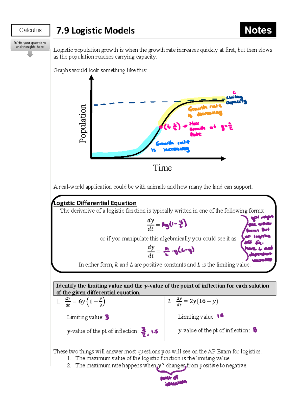 7.9 Logistic Models: Understanding Population Growth Dynamics - Studocu