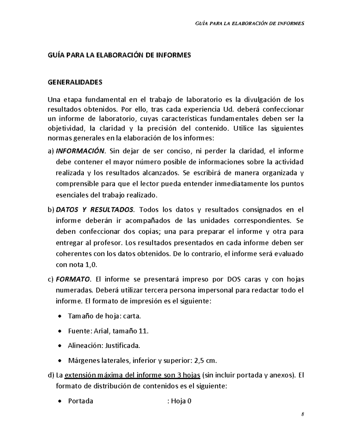 GUIA PARA Informes - mkmkm - GUÍA PARA LA ELABORACIÓN DE INFORMES GUÍA ...