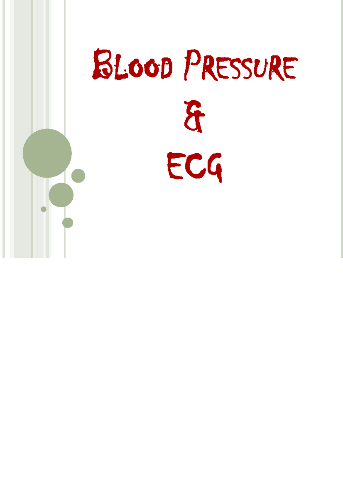 Blood Pressure & ECG - Lecture Notes on Physiology Concepts - Studocu