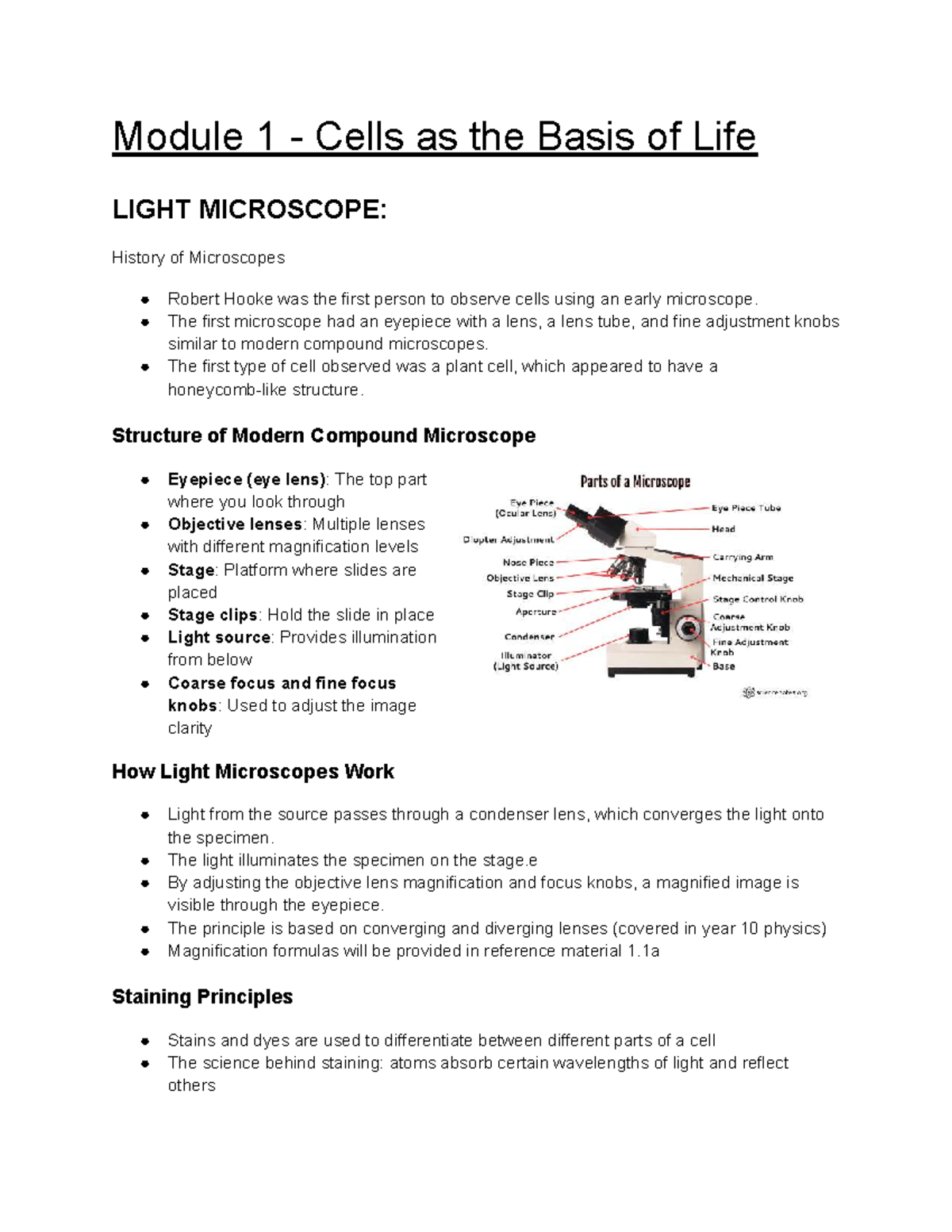 Biology 101: Module 1 - Cells as the Basis of Life & Microscopy ...