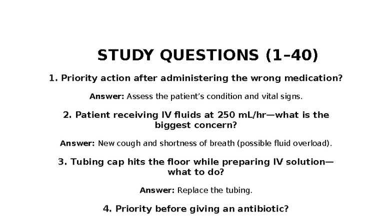 NCLEX Study Guide: Key Questions & Dosage Calculations - Studocu