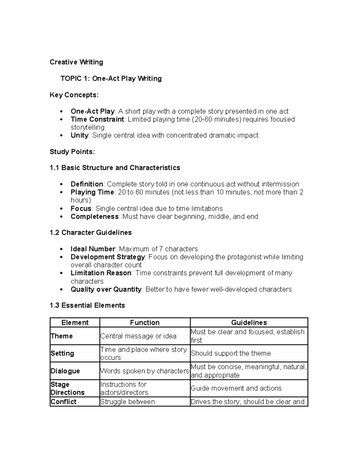 Creative Writing (CW101) Play Writing & Literary Context Overview - Studocu