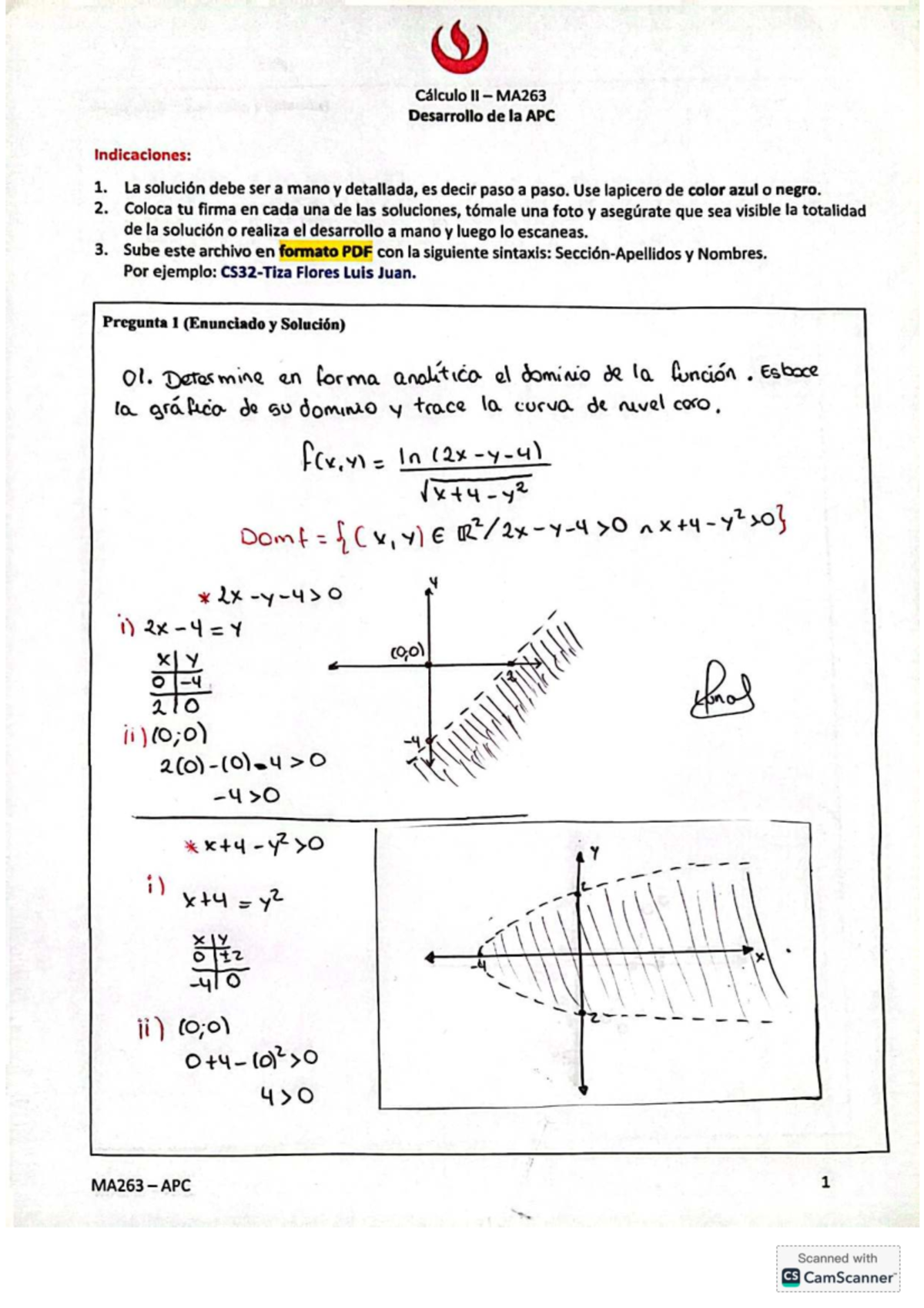 Cálculo II MA263: Desarrollo de la APC - Preguntas y Soluciones - Studocu