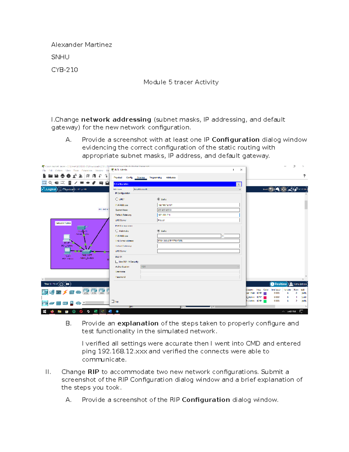 Module 5 Activities and Configurations - CYB 210 Network Setup - Studocu