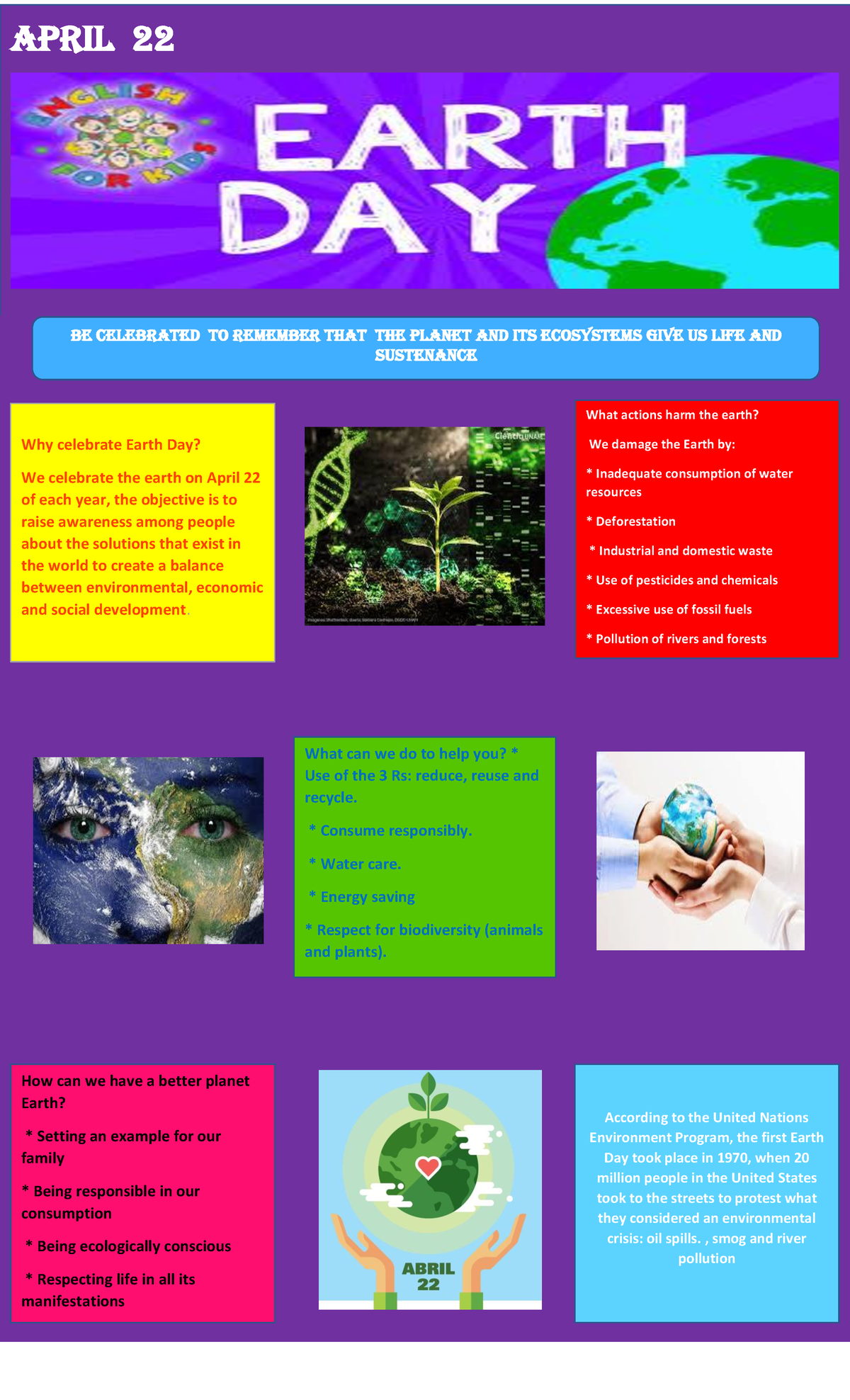 Infografia Dia de la Tierra 4 - April 22 Be celebrated to remember that ...