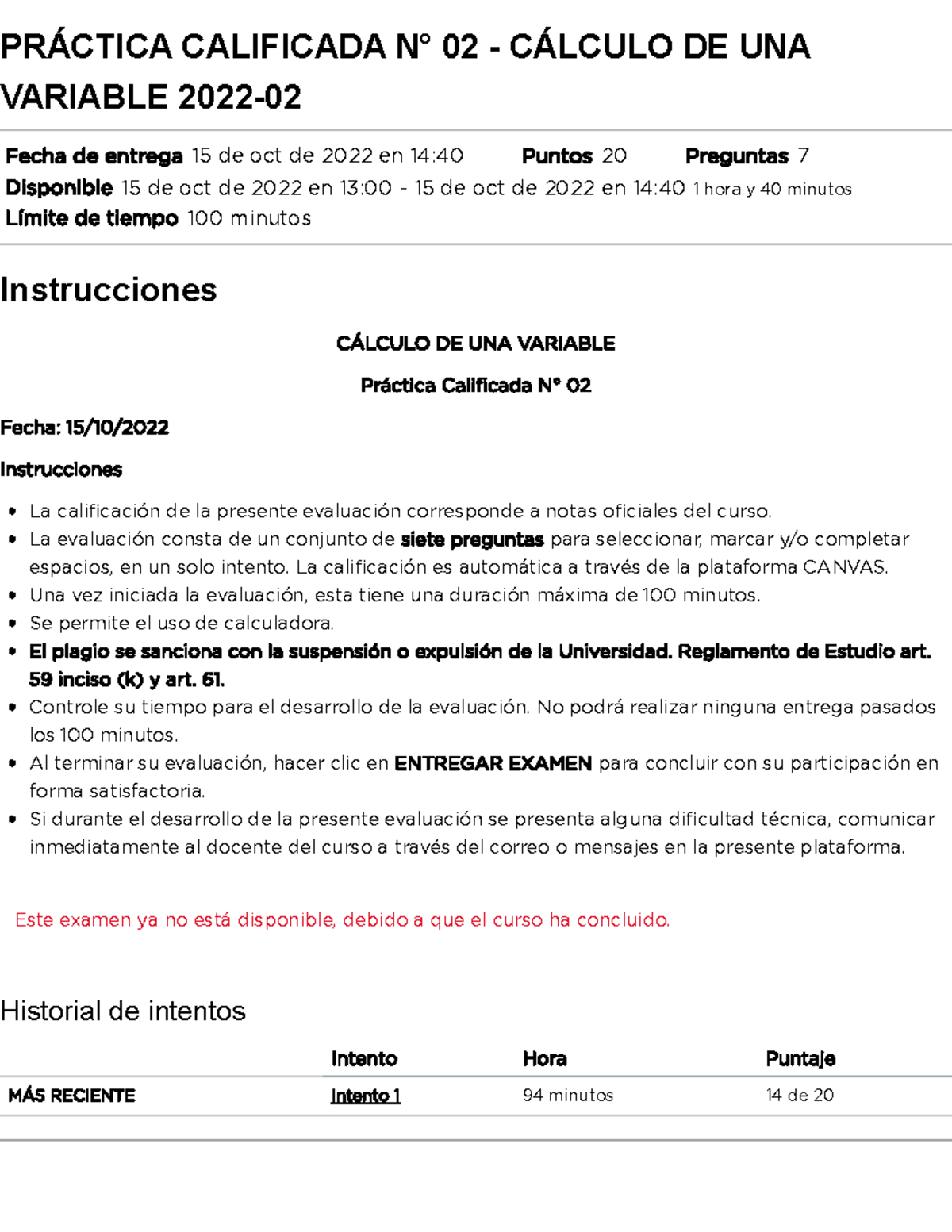 Práctica Calificada N° 02 - Cálculo de Una Variable 2022-02 - FC - Studocu