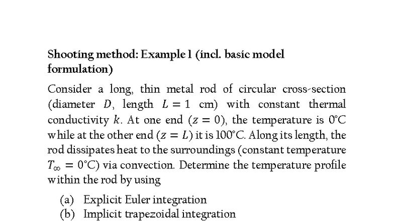 Example 1 - shooting method - Shooting method: Example 1 (incl. basic ...