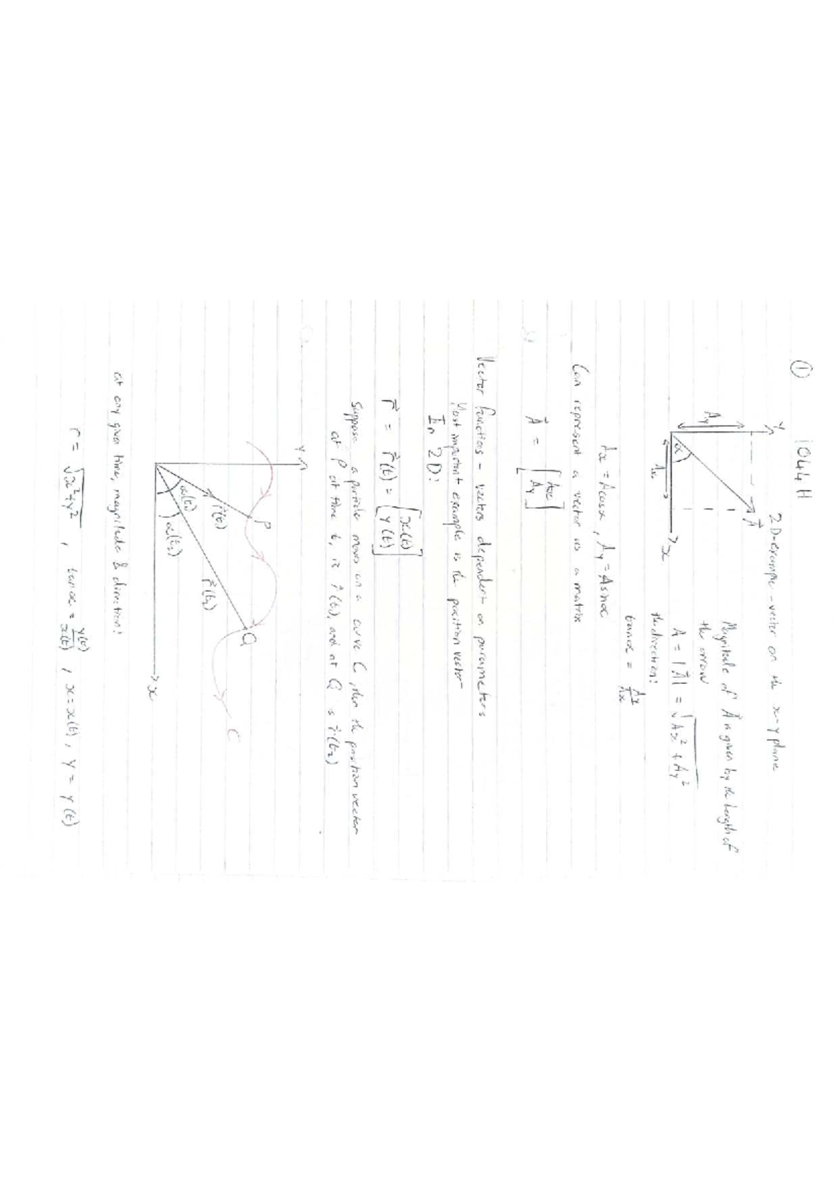 Vector Functions and Fields: I 1044 H Y 2 Overview - Studocu