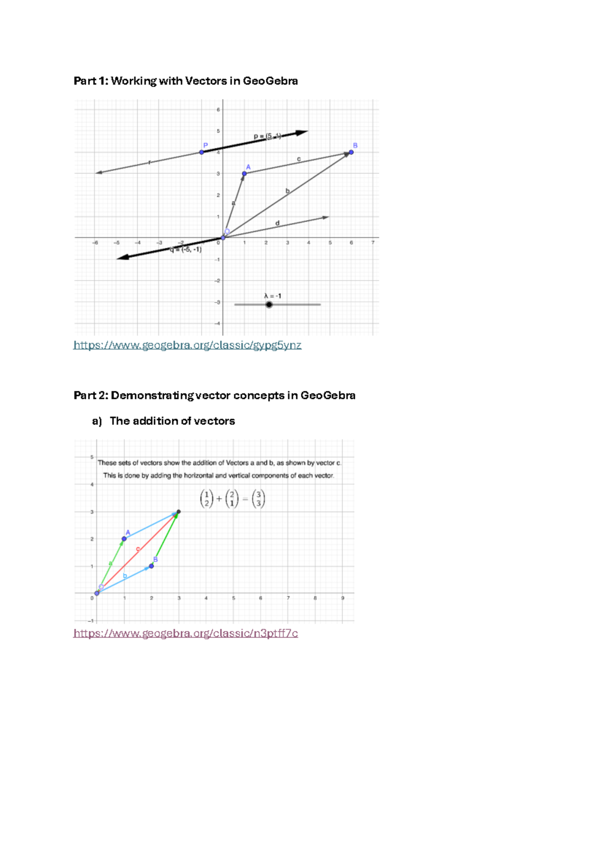 Maths Ext Assignment 1: Vectors & Geometric Proofs in GeoGebra - Studocu