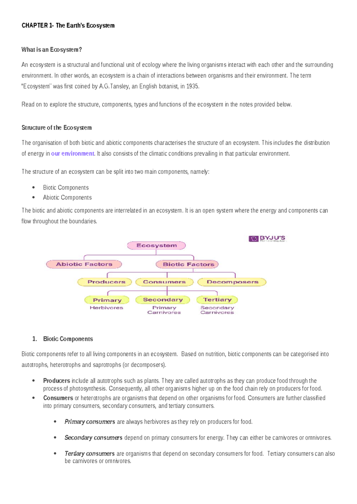 WEEK 1-2: Understanding the Structure and Functions of Ecosystems - Studocu