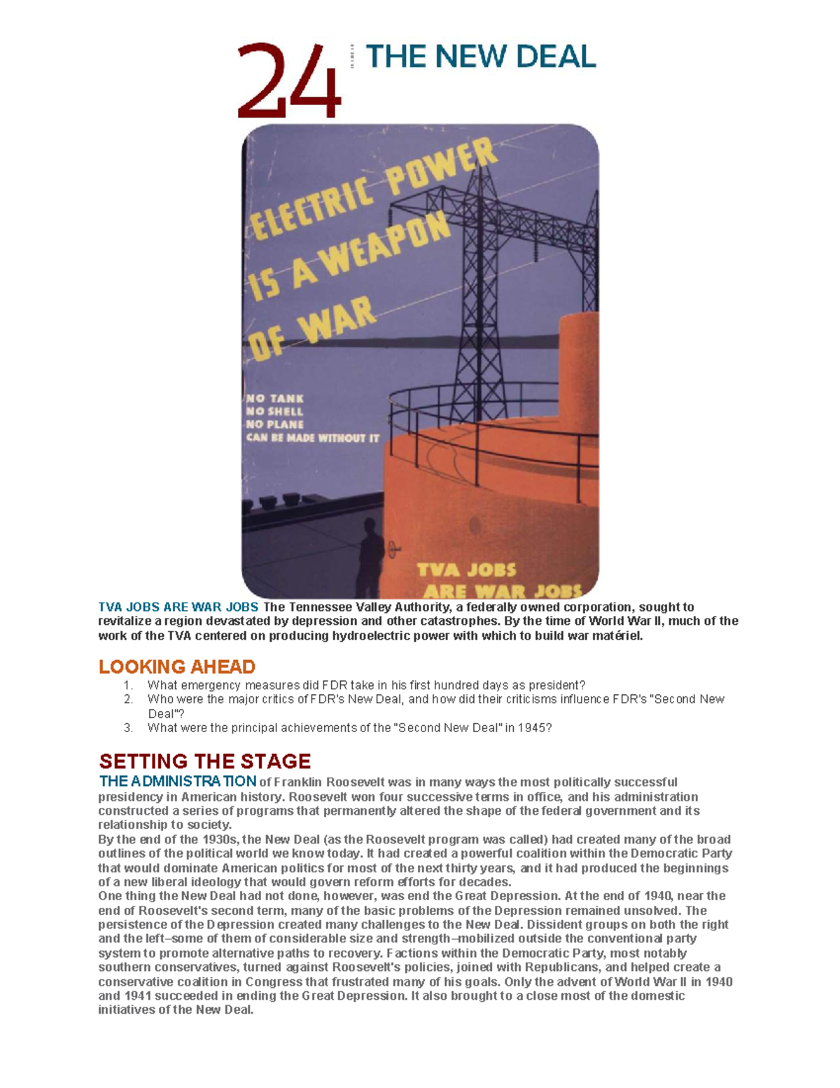 TVA JOBS ARE WAR JOBS: The New Deal's Impact on the Tennessee Valley ...