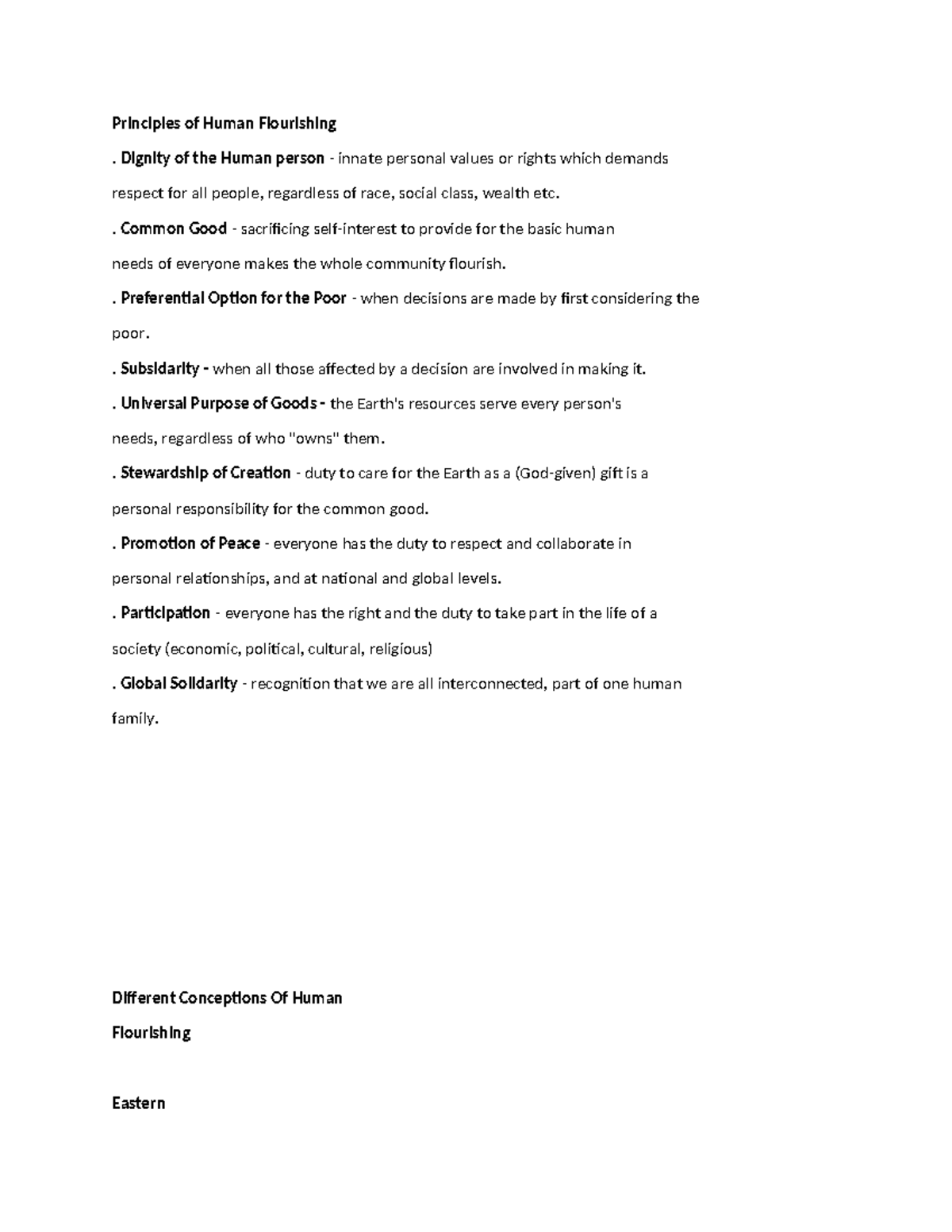 Principles of Human Flourishing: Dignity, Common Good & Solidarity ...