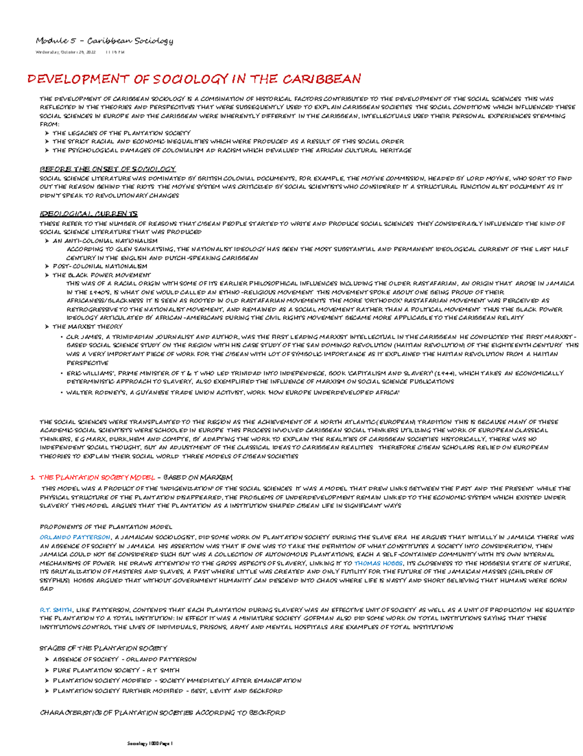 Module 5 - Caribbean Sociology: Historical Development and Theoretical ...