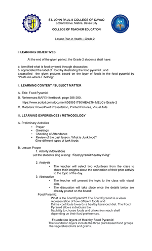 ESP2-DLP WEEK1-Q1 - ESP 2 - Department of Education Detailed Lesson Plan in ESP II DETAILED ...