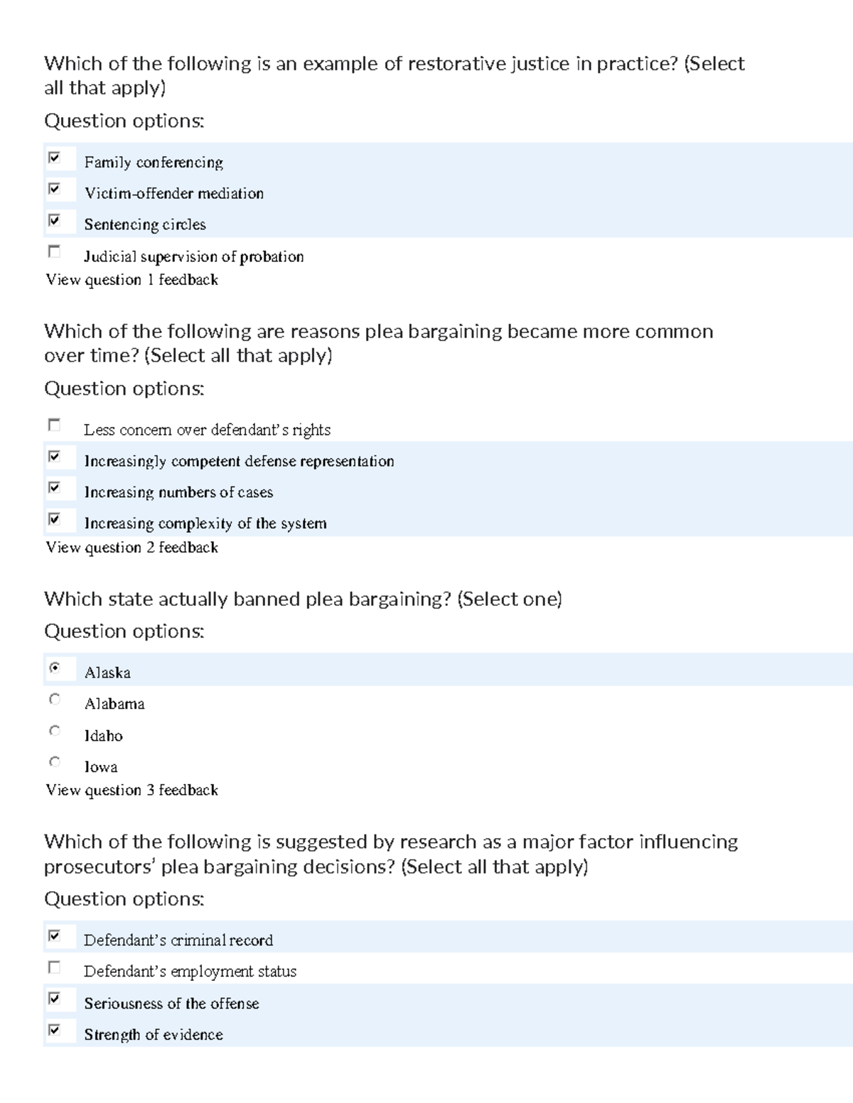 CRJ 4304 Module 4 Quiz: Restorative Justice & Plea Bargaining Insights ...