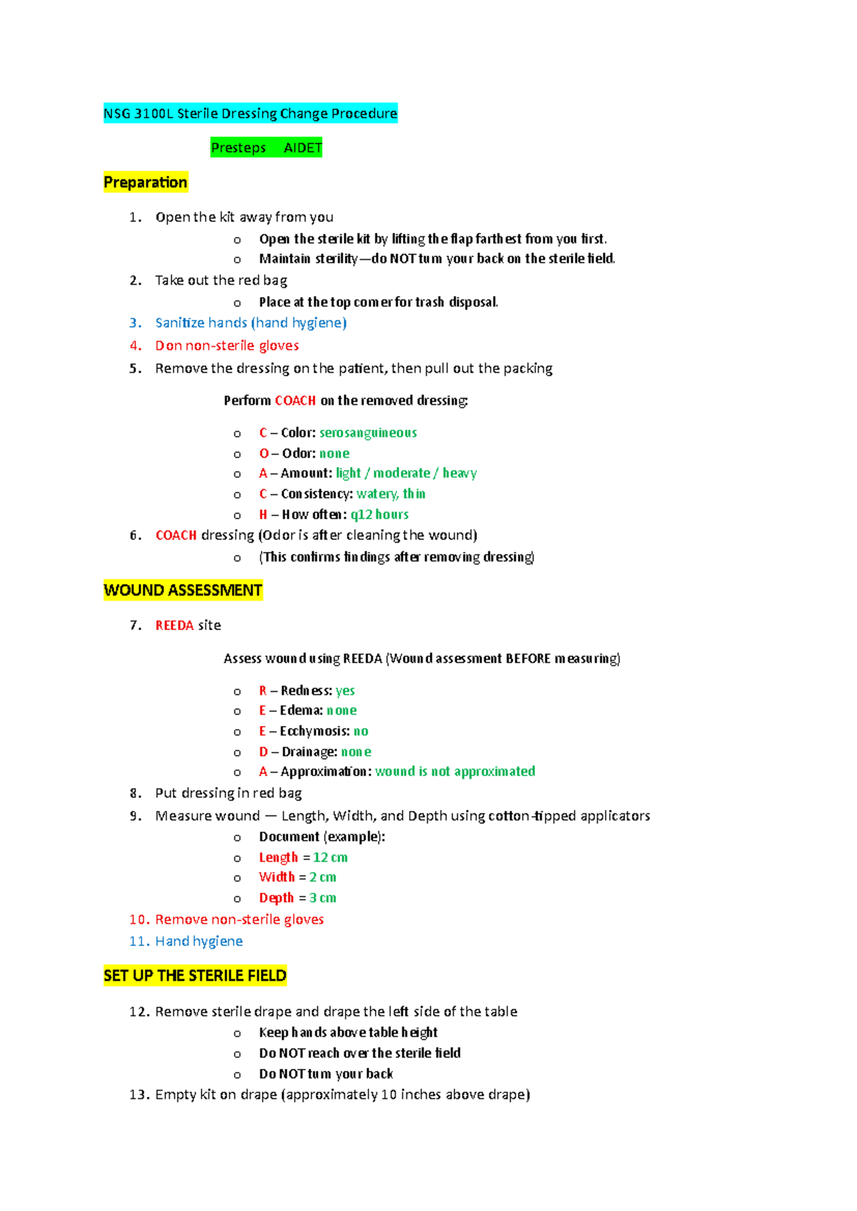 NSG 3100L Final Exam Guide: Sterile Dressing Change Steps - Studocu