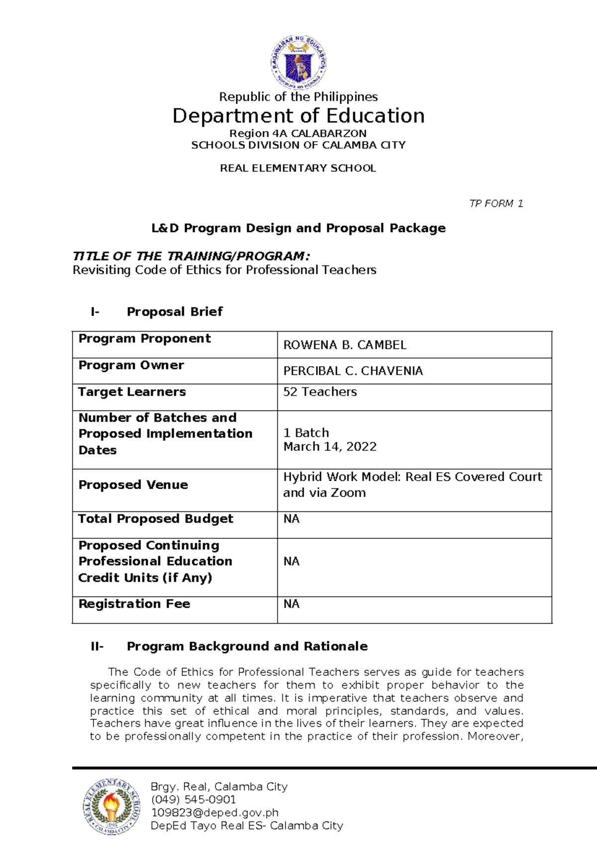 SLAC No. 5: Revisiting the Code of Ethics for Professional Teachers ...