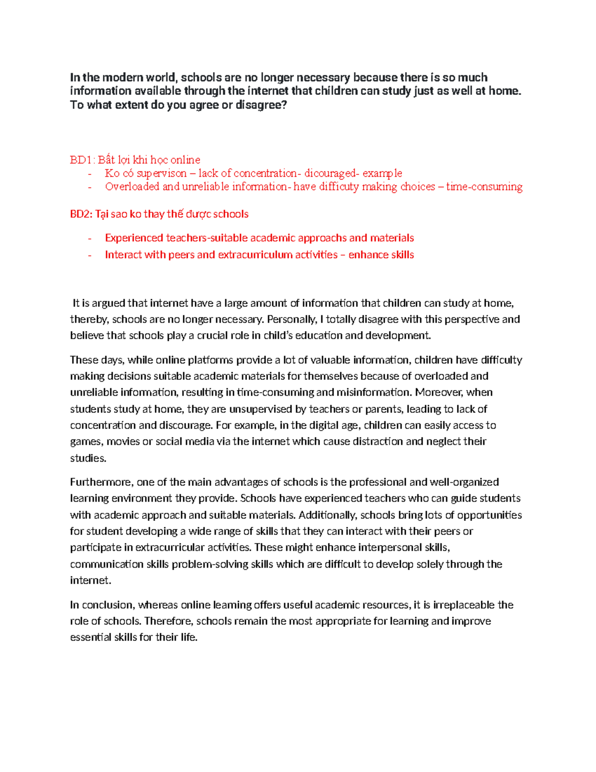 BD1: The Importance of Schools in the Digital Age - Essay Notes - Studocu