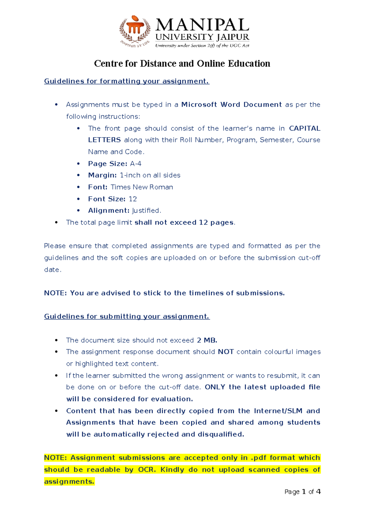 B.COM DCM1104 Assignment Formatting Guidelines and Submission Tips ...