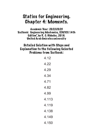 Statics for Engineering. Chapter 7 Internal Forces in Beams. Practice ...