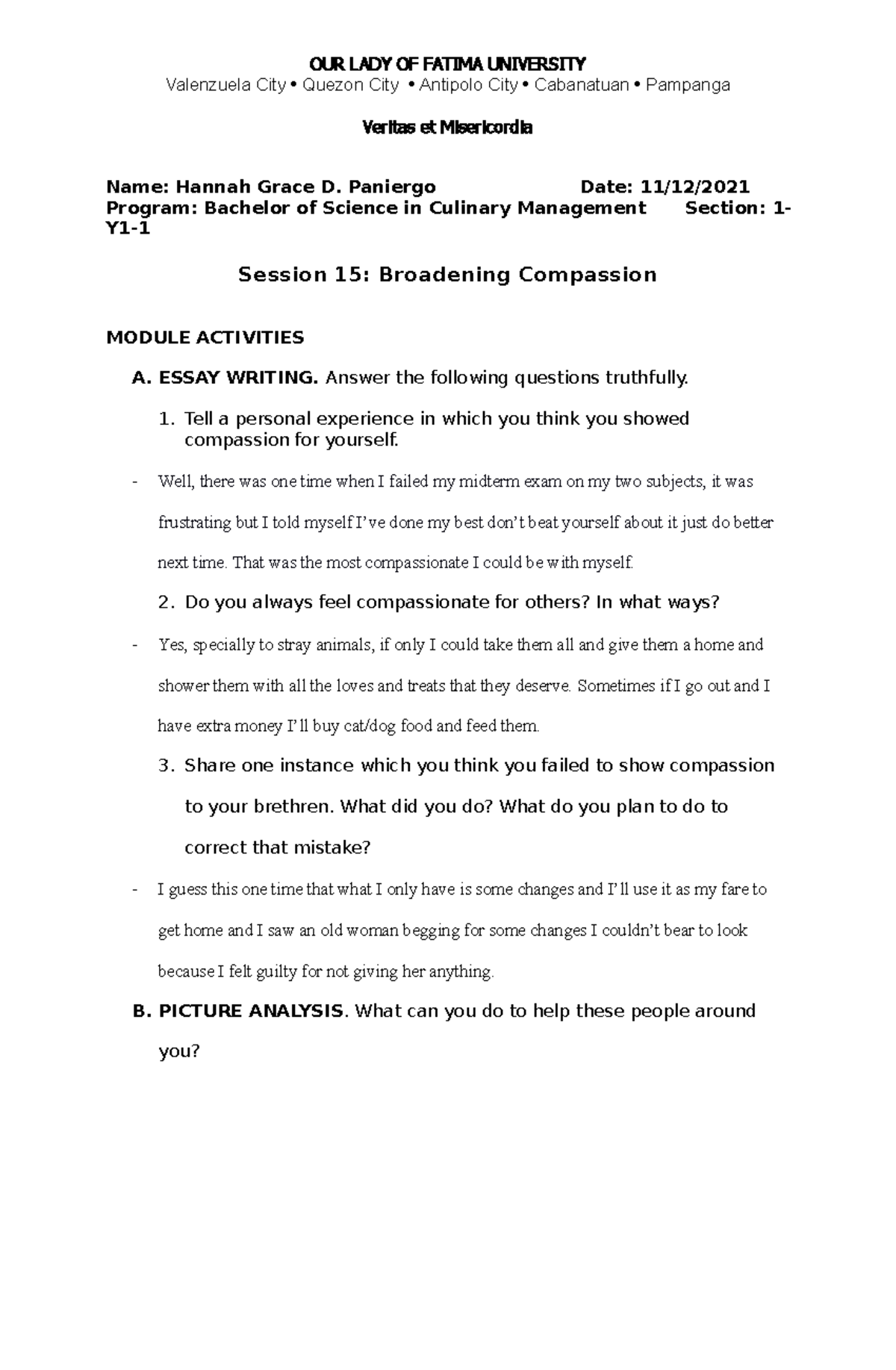 Session 15 - Broadening Compassion: Final Essay & Activities - Studocu