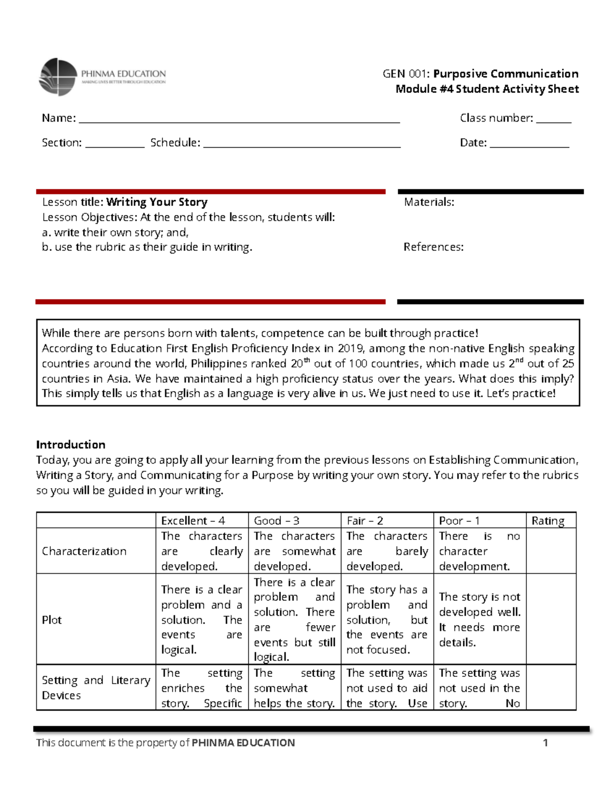 GEN 001: Purposive Communication - Module 4 Student Activity Sheet ...
