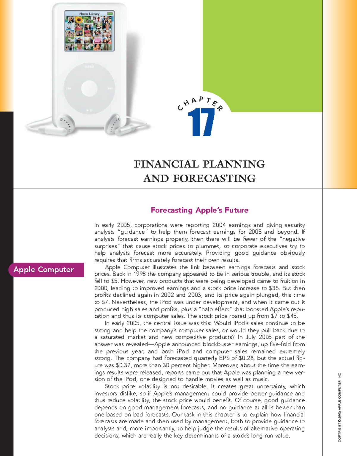 Chapter 17: Financial Planning & Forecasting - Key Insights on Apple - Studocu