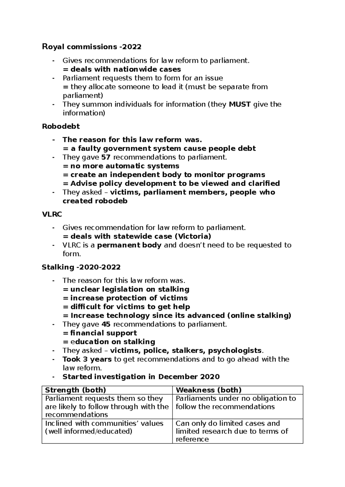 Royal Commission and VLRC: Insights on Law Reform Recommendations - Studocu