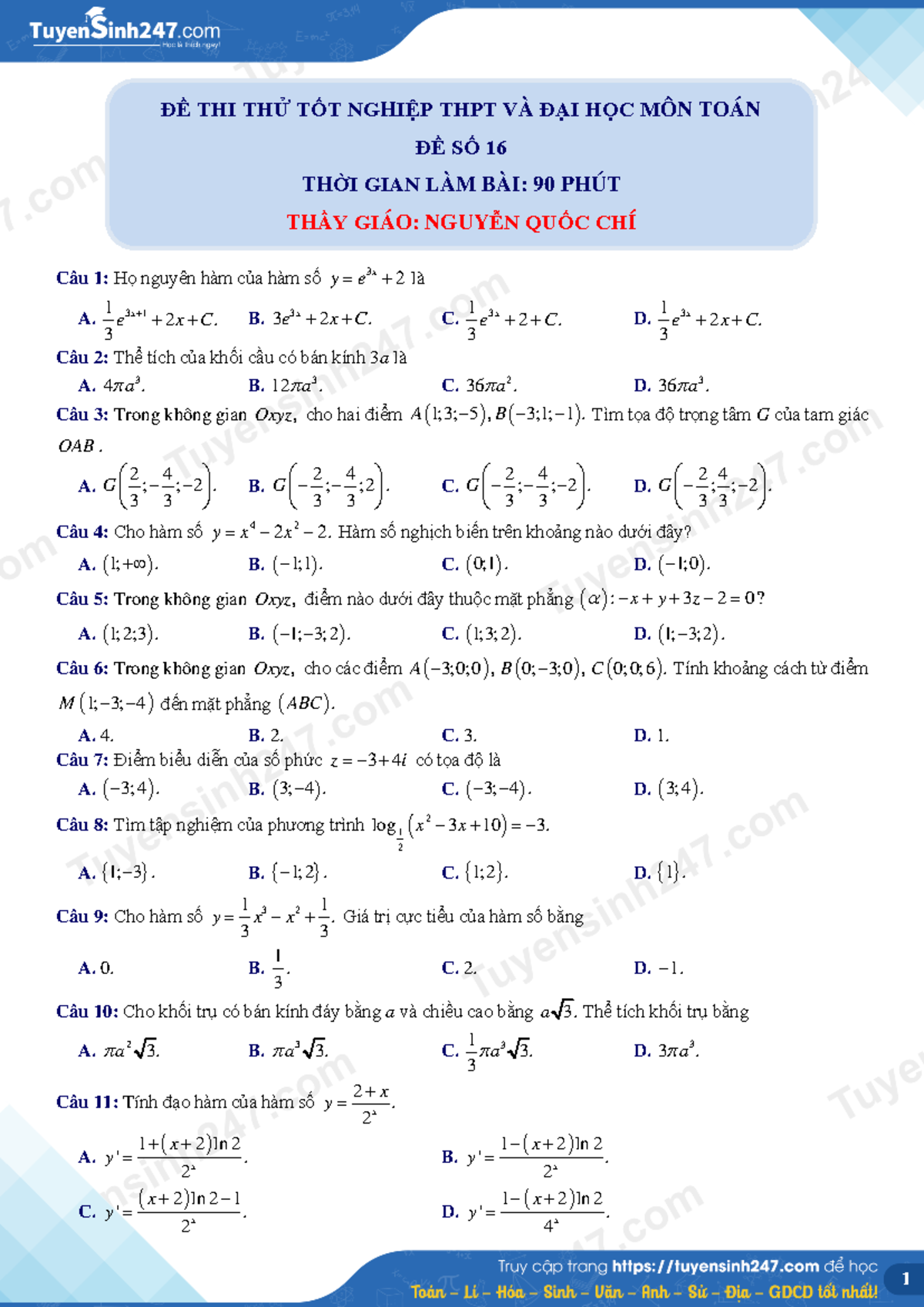 THPT QG 16 (CHƯA) - THIS IS MATH THIS IS MATH THIS IS MATH THIS IS MATH ...