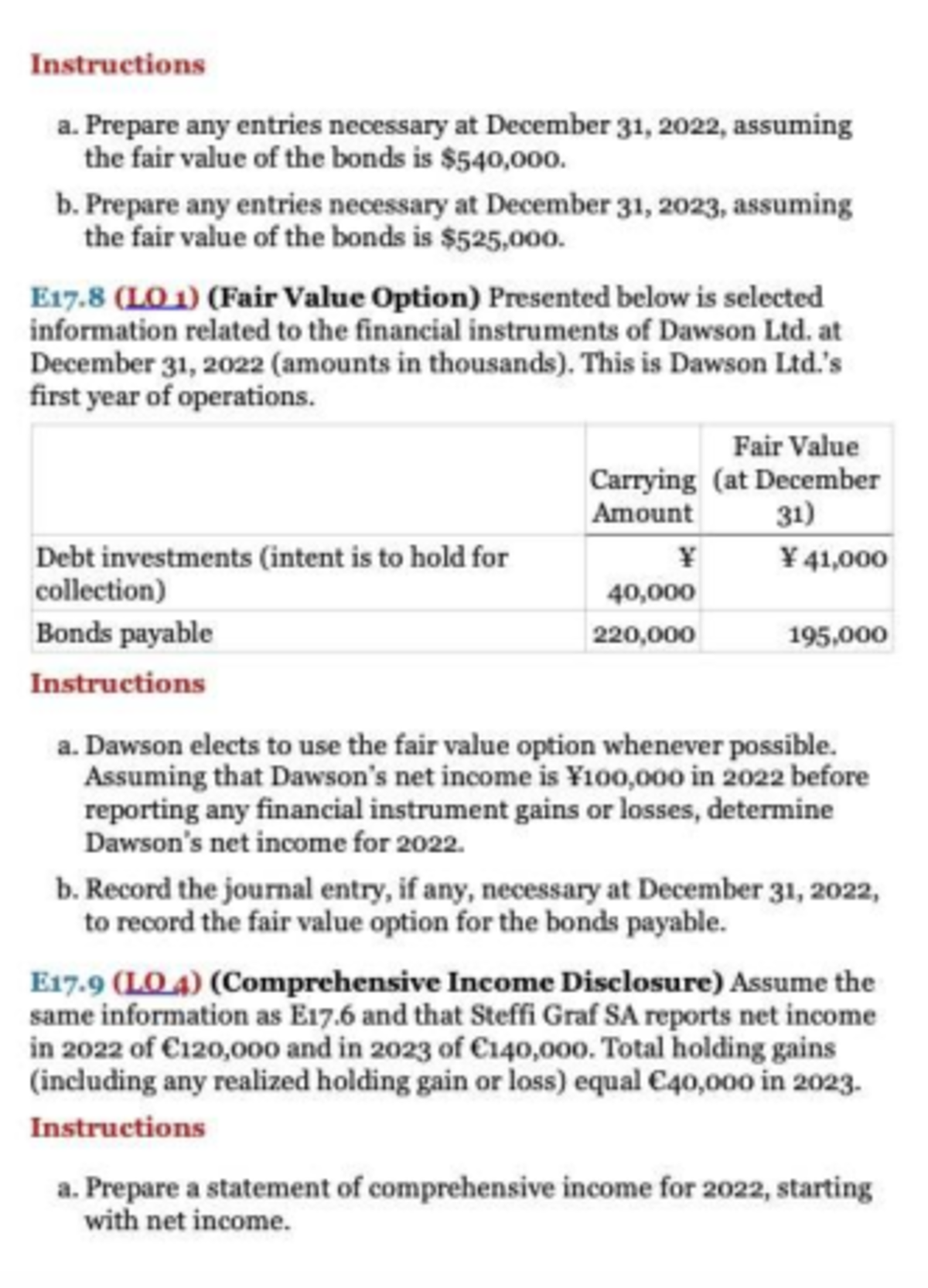 Chapter 17 - ACC: Fair Value Option & Comprehensive Income Analysis ...