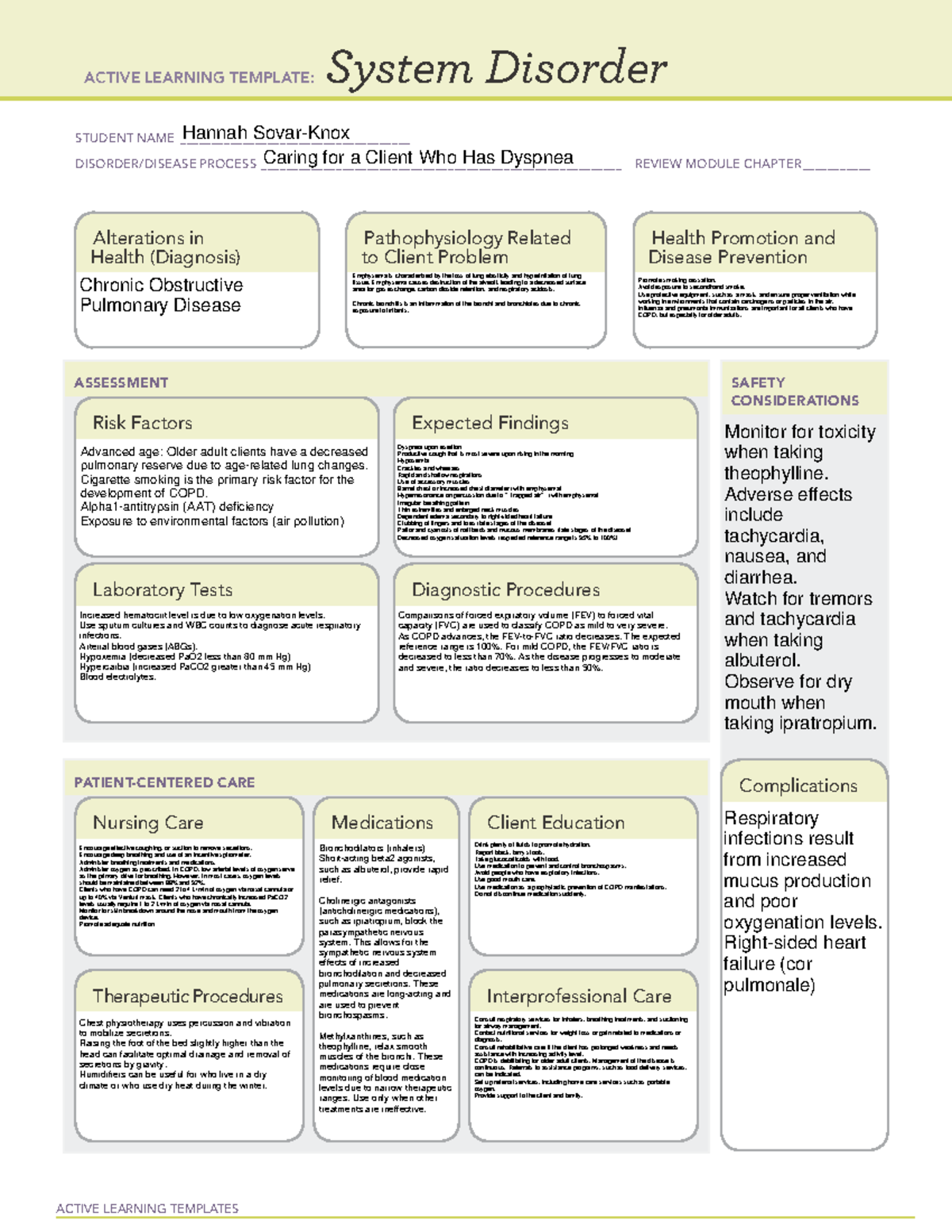 Caring for a Client with Dyspnea: Active Learning Template Guide - Studocu