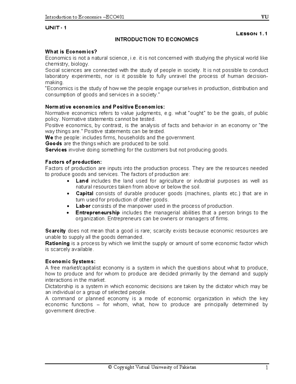 ECO401 Midterm Economics Handouts: Key Concepts & Lessons - Studocu