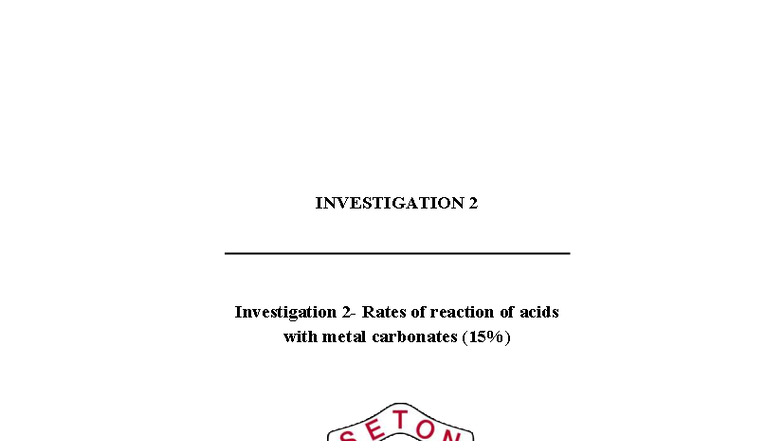 CHEM- Investigation of Acid Concentration on Reaction Rates - Studocu
